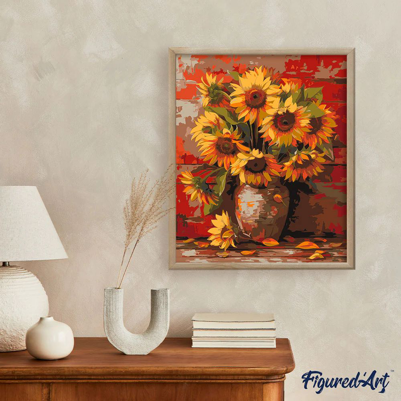Buy Paint by numbers autumn sunflowers vase 40*50cm without frame | Jinius