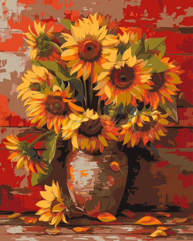 Buy Paint by numbers autumn sunflowers vase 40*50cm without frame | Jinius