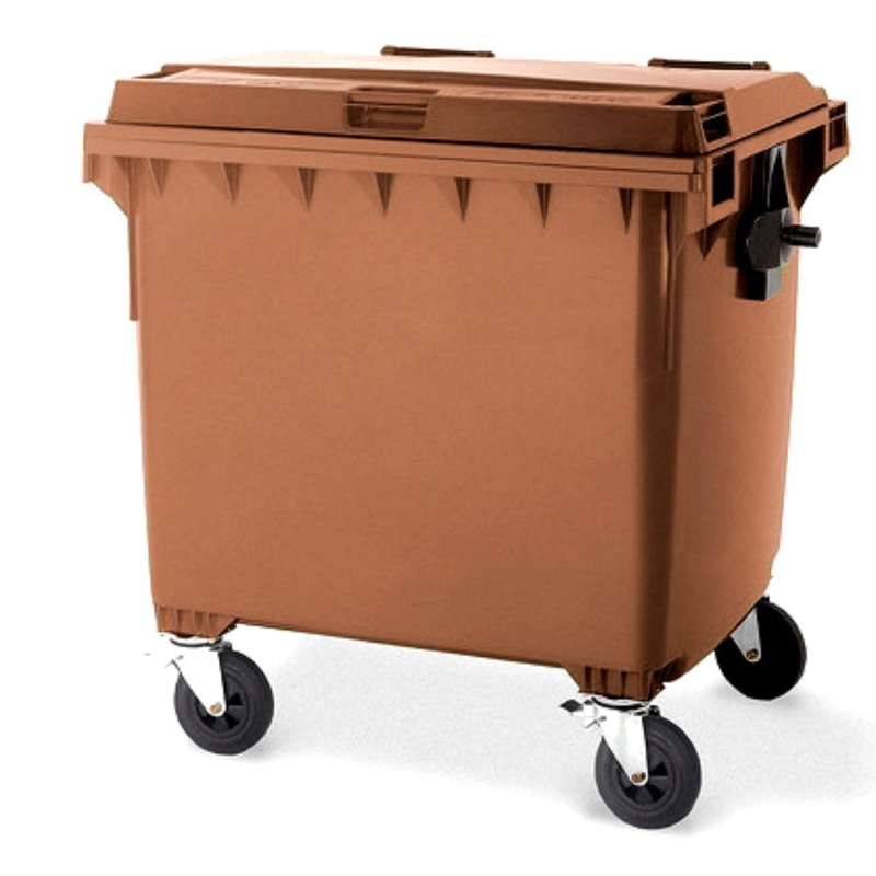 Buy Μεγάλος πλαστικός κάδος απορριμμάτων 1100l καφέ | Jinius