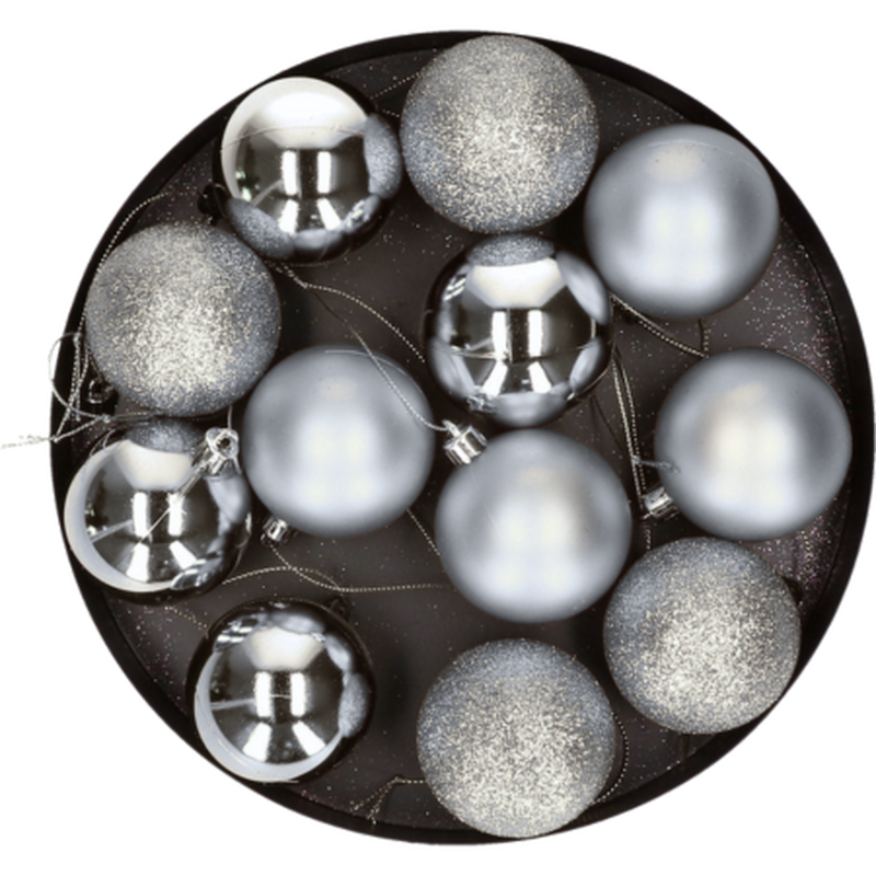 Buy Xmas balls set in pvc box 16pcs 8cm silver | Jinius