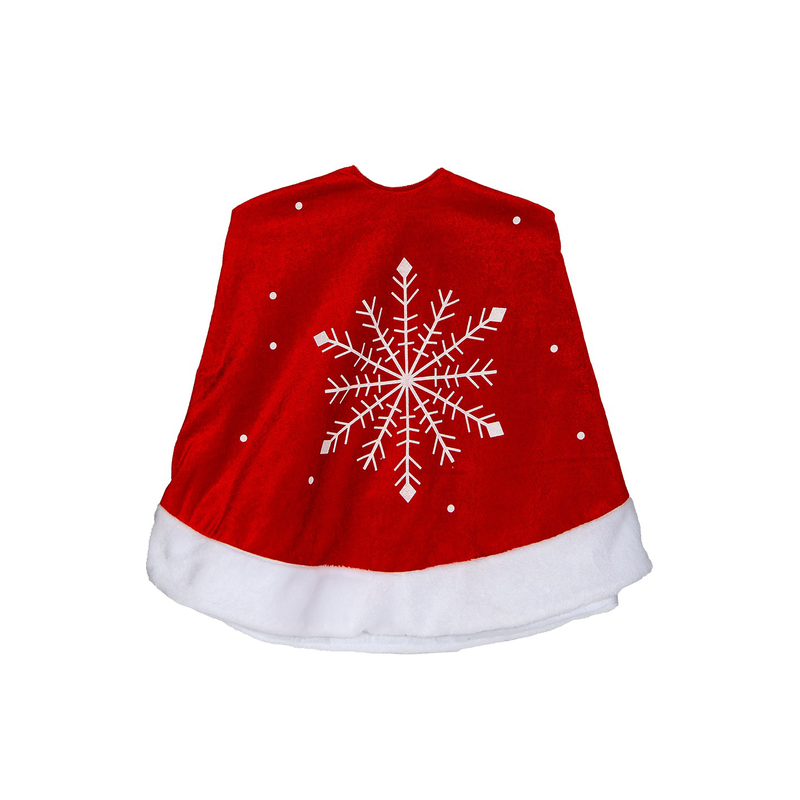 Buy Velvet tree apron with snowflakes red 120cm | Jinius