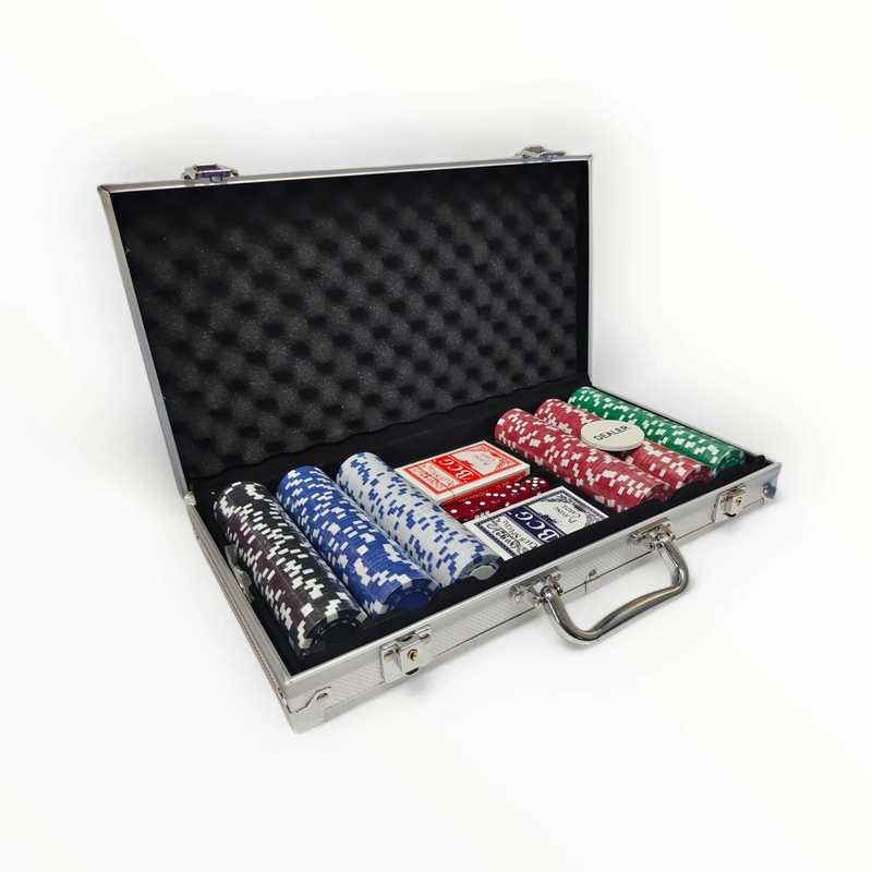Buy Σετ πόκερ 300 τεμαχίων με θήκη αλουμινίου, τράπουλες & ζάρια | Jinius