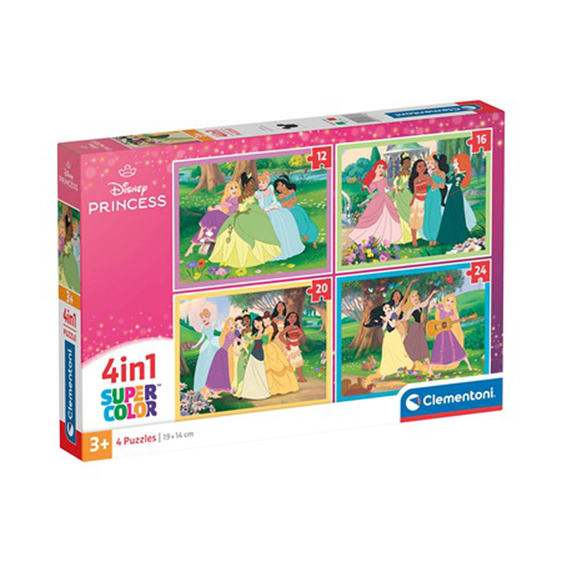 Buy As clementoni kids puzzle 4 in 1 super color disney princess 12-16 ...