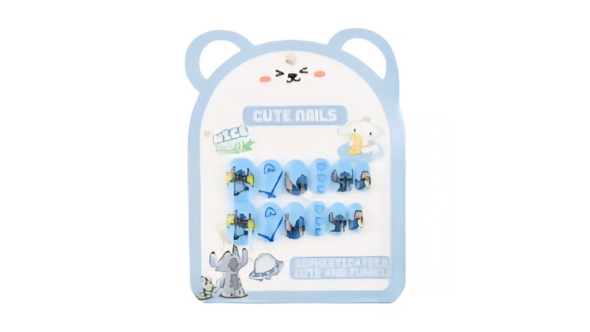 Buy Cute fake nails set – blue stitch design | kids & teens nail art ...
