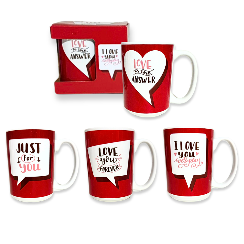 Buy Valentine ceramic mug love red white (1 pcs random selection) | Jinius