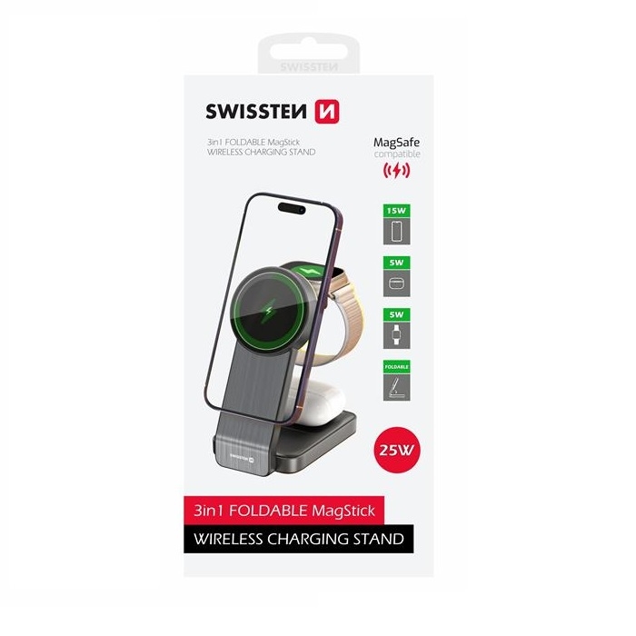 Buy Swissten foldable wireless charger 3 in 1 al1 MagSafe compatible ...